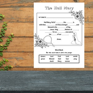 Hail Mary Prayer Coloring Page: Catholic Kids Activity (PDF) - Etsy