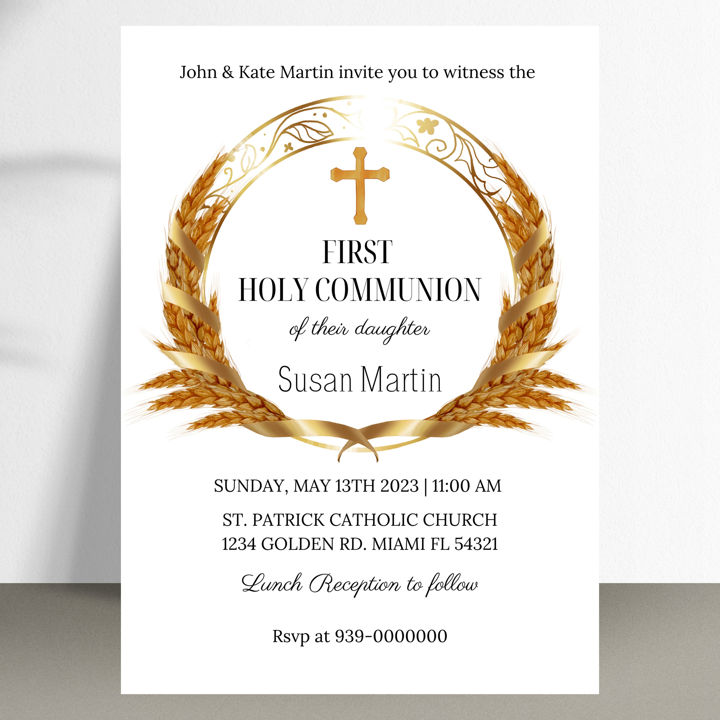 First Holy Communion Editable Invitation, First Holy Communion ...
