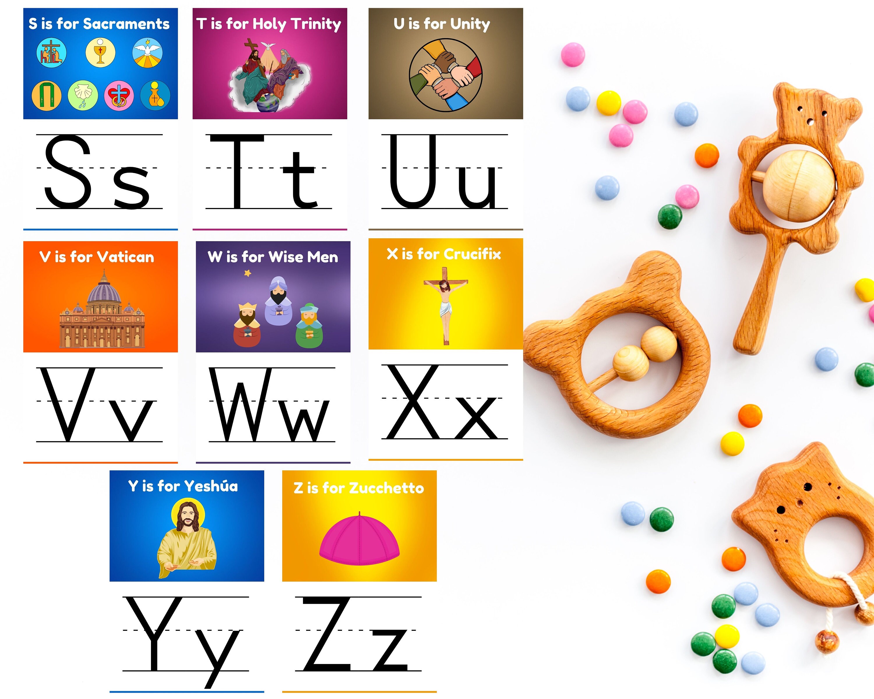 Catholic Alphabet Flash Cards for Kids Catholic ABC for - Etsy