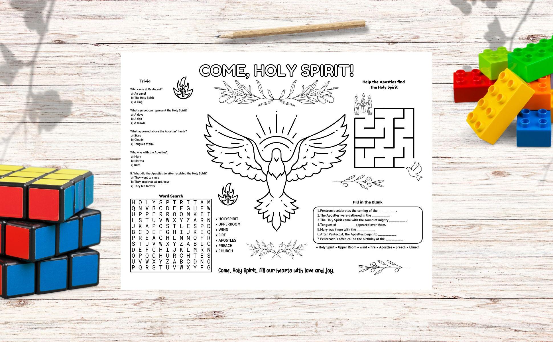 Pentecost Activity Sheet for Kids, Holy Spirit Printable Worksheet ...