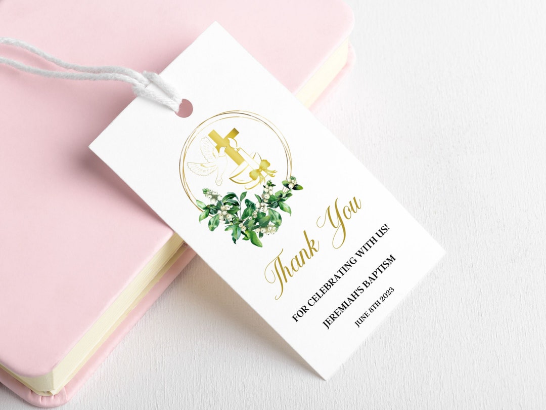 Baptism Thank You Tag, Sacrament of Baptism Digital Tag, Catholic ...