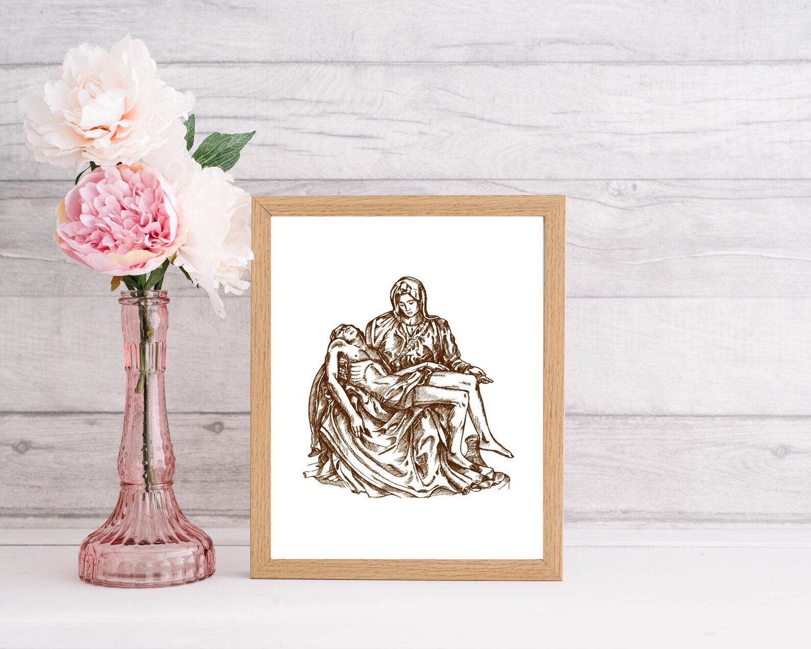 Pieta Print Art 5x7 Pieta Printable Virgin Mary Holding - Etsy
