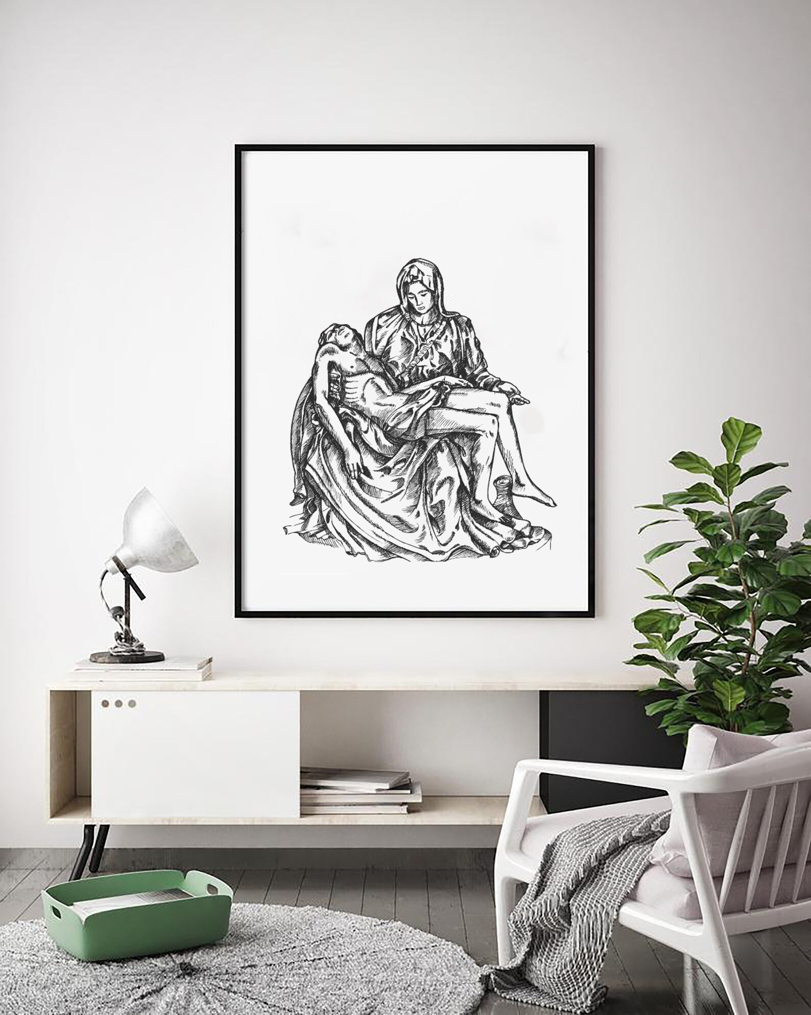 Pieta Print Art, 5x7 Pieta Printable, Virgin Mary Holding Jesus Print ...