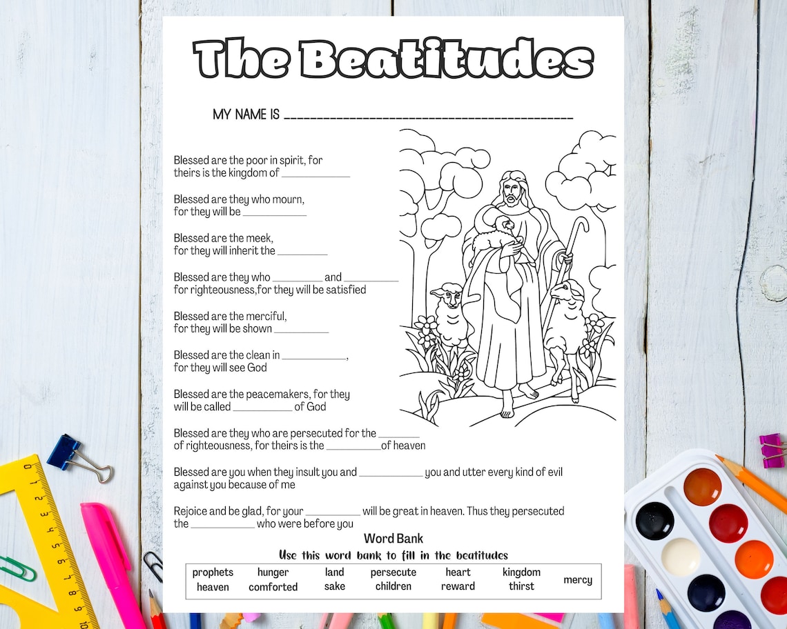 The Beatitudes Coloring Page for Kids Catholic Activities for - Etsy ...