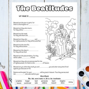 The Beatitudes Coloring Page: Catholic Kids Activity (PDF/JPEG) - Etsy
