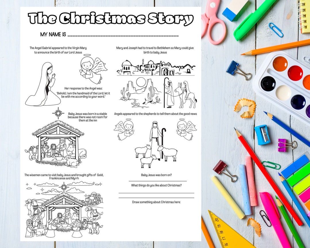 The Christmas Story Coloring Page for Kids, Catholic Activities for ...