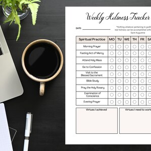 Weekly Holiness Tracker Sheet, Catholic Holiness Tracker Page, Catholic ...