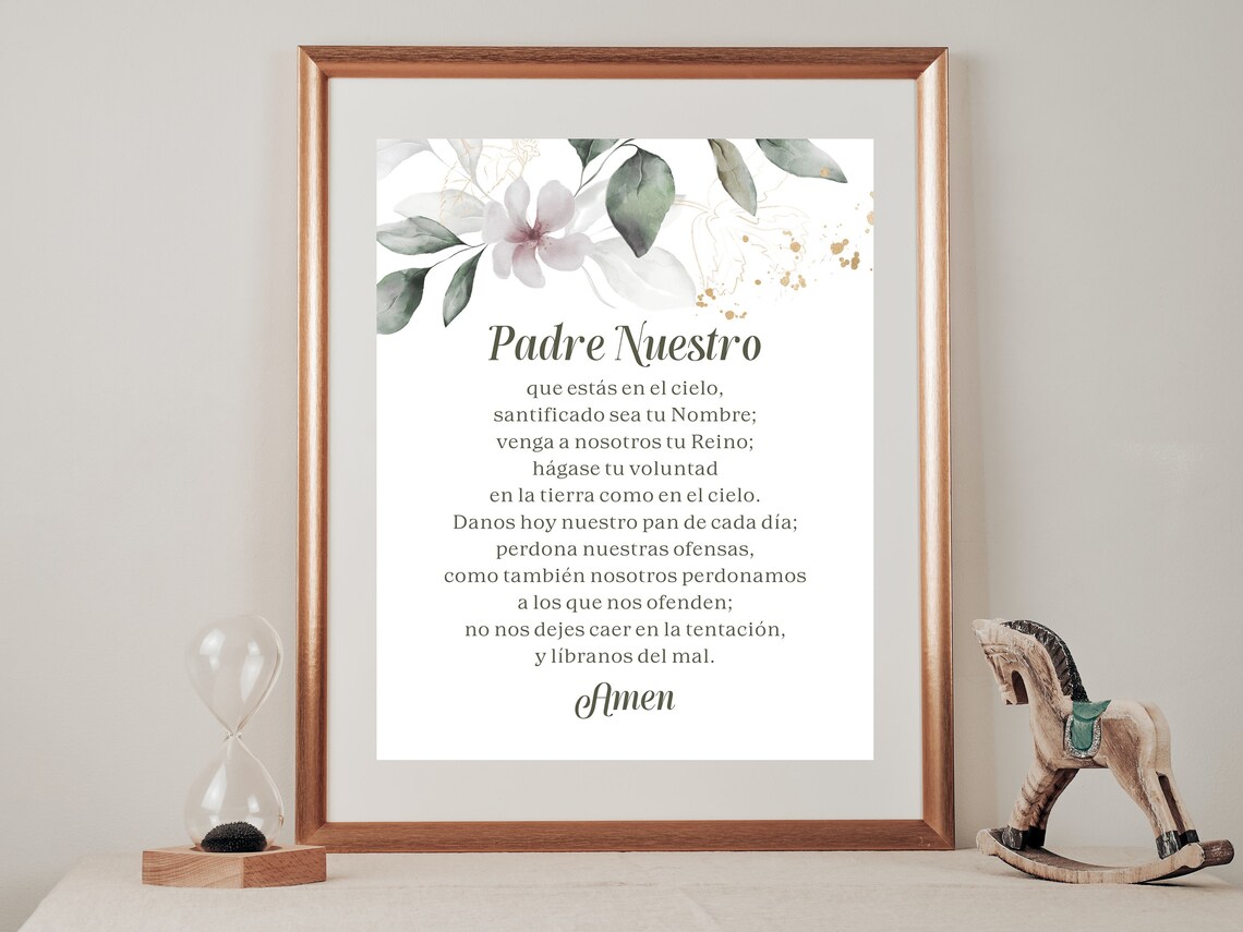 Padre Nuestro Oracion Print Art, Oracion Padre Nuestro Spanish ...