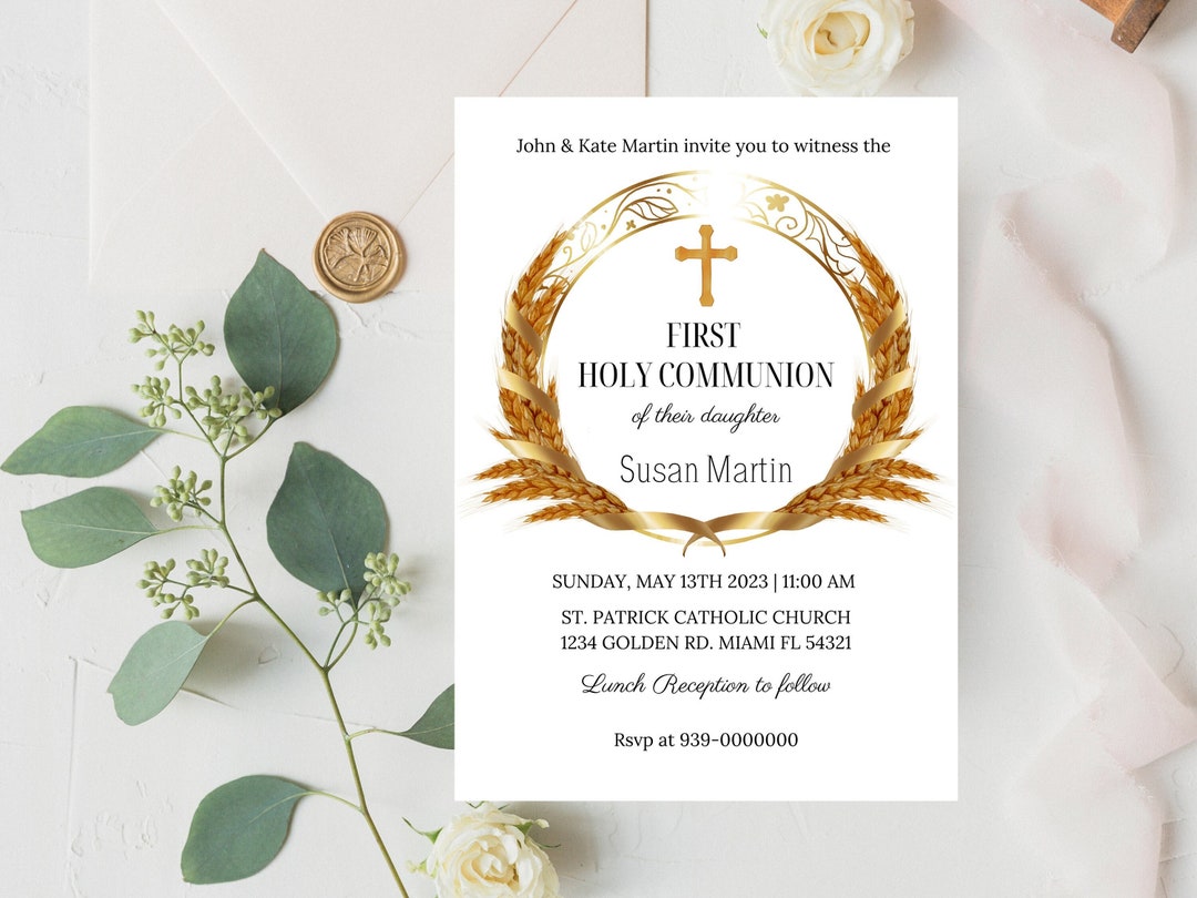 First Holy Communion Editable Invitation, First Holy Communion ...