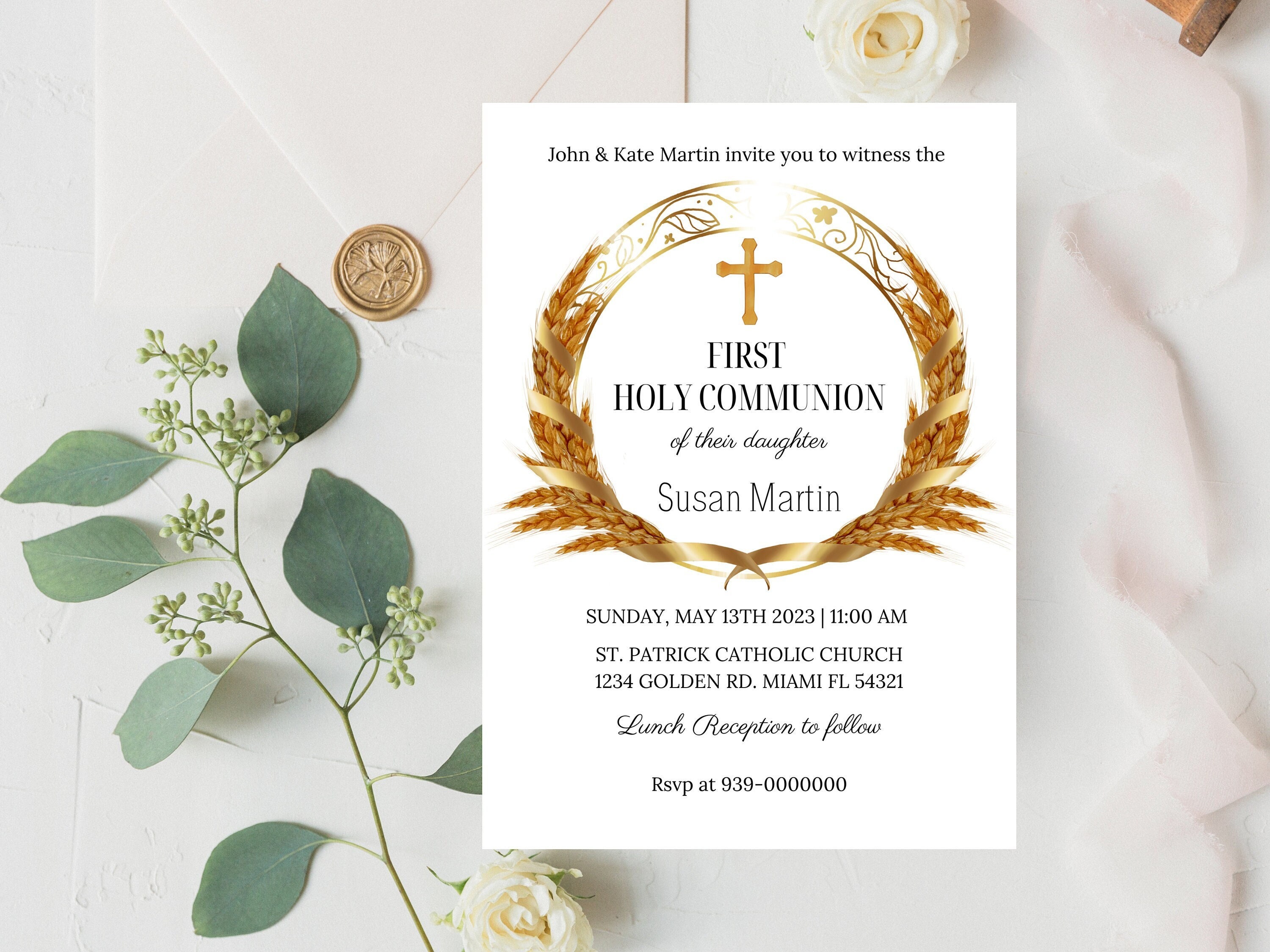 First Holy Communion Editable Invitation, First Holy Communion ...