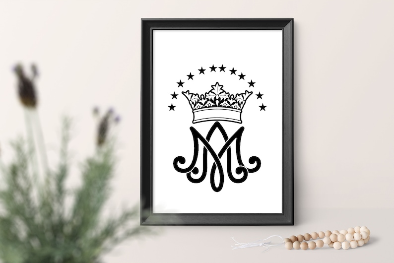 Auspice Maria Art Print 5x7 Catholic Wall Art Marian Symbol - Etsy