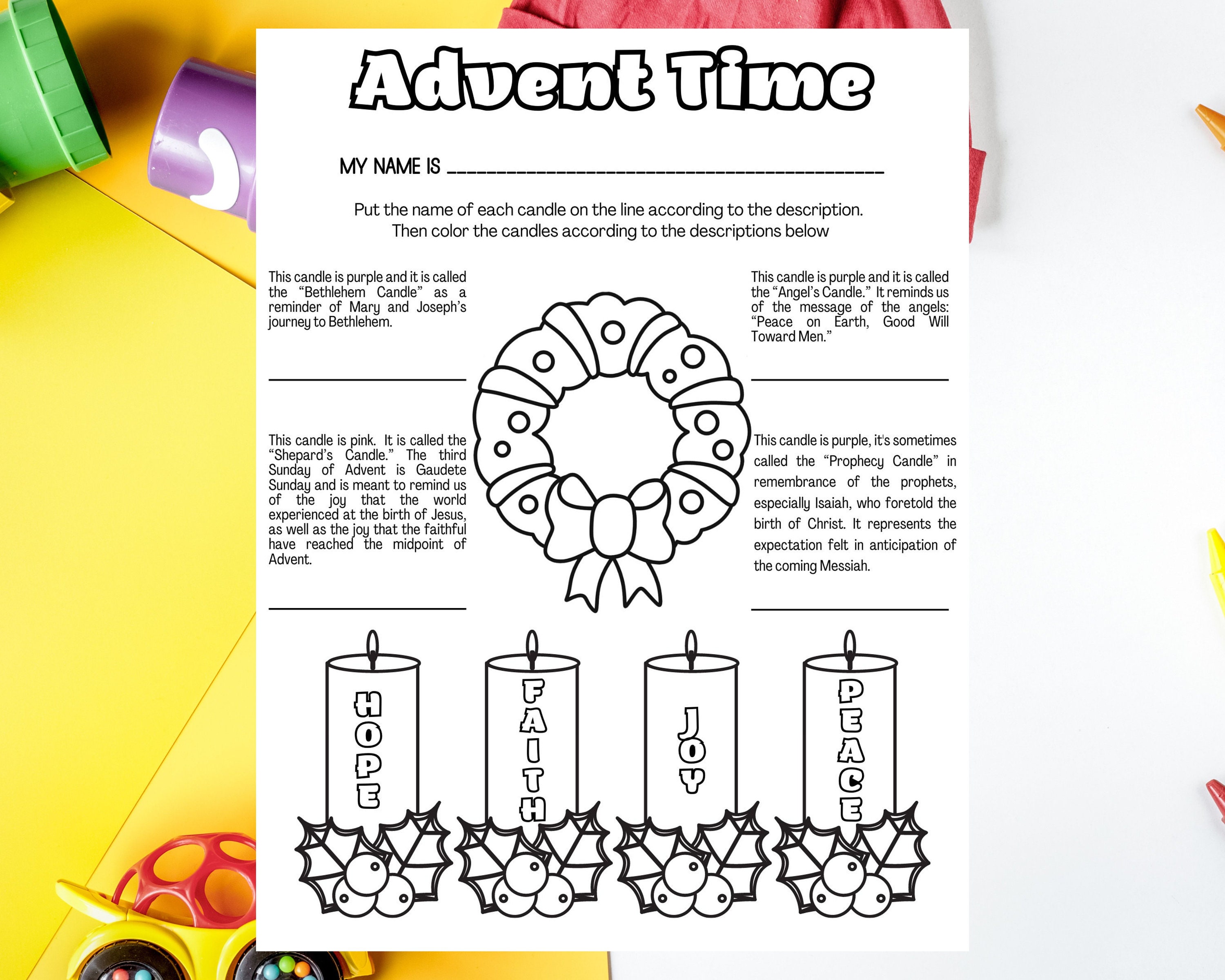 Advent Coloring Page: Catholic Kids Activities (PDF/JPEG) - Etsy