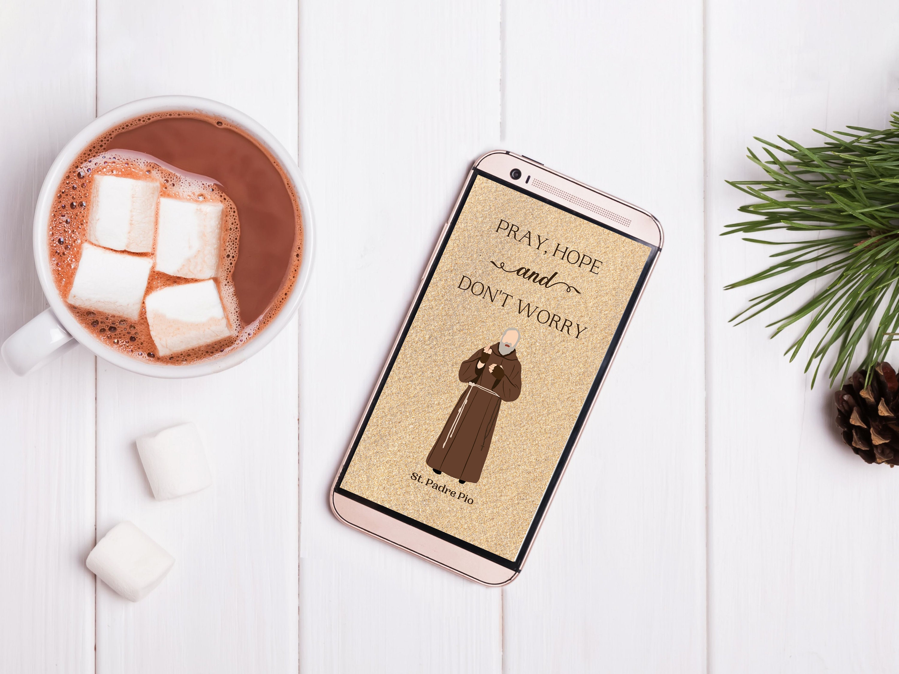 St. Padre Pio Phone Wallpaper: Catholic Lock Screen (digital Download ...