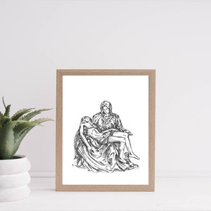 Pieta Print Art, 5x7 Pieta Printable, Virgin Mary Holding Jesus Print ...