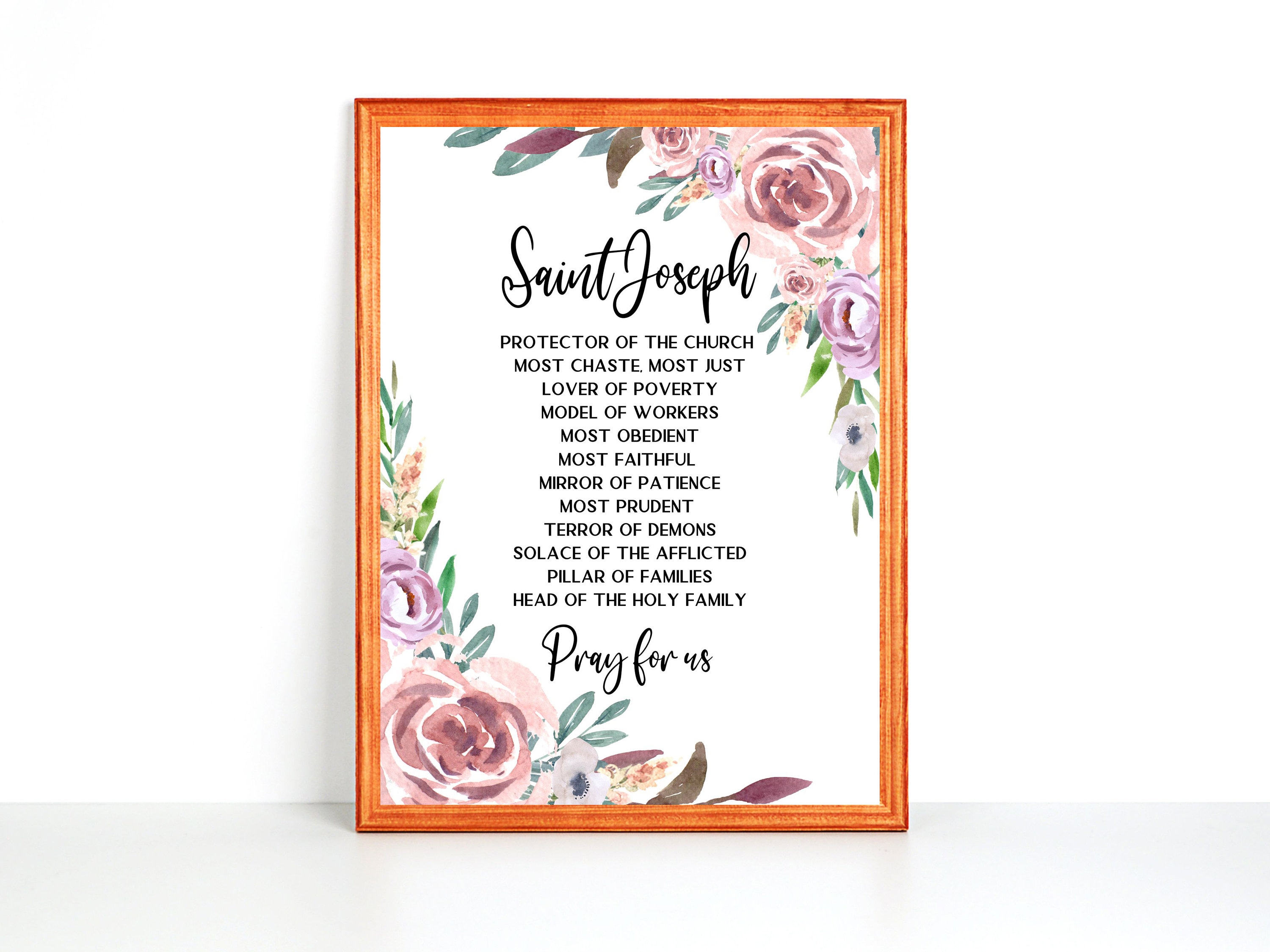 Litany of Saint Joseph Printable, St. Joseph Prayer Print Art 5x7 ...