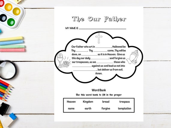 The Our Father Prayer Coloring Page for Kids Catholic - Etsy UK