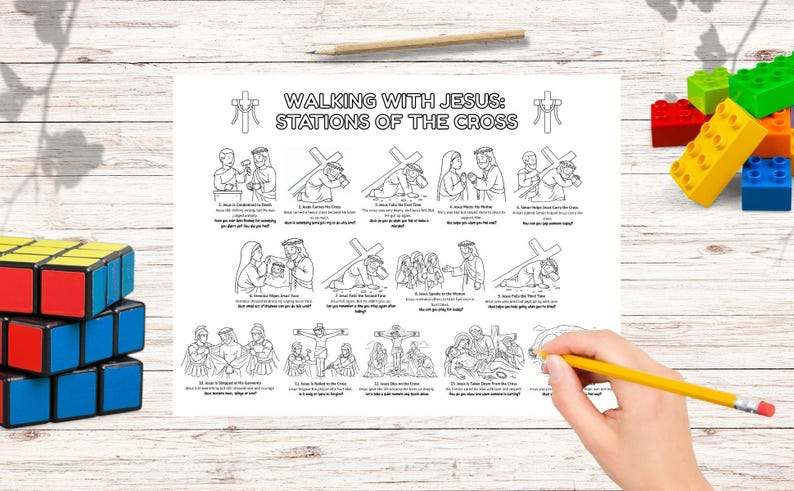 Stations of the Cross Printable for Kids, Holy Week Coloring Activity ...
