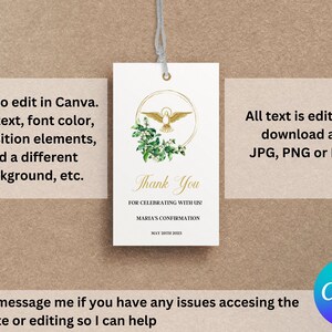 Confirmation Thank You Tag, Sacrament of Confirmation Digital Tag ...