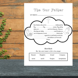 Our Father Prayer Coloring Page: Catholic Kids Activity (PDF) - Etsy