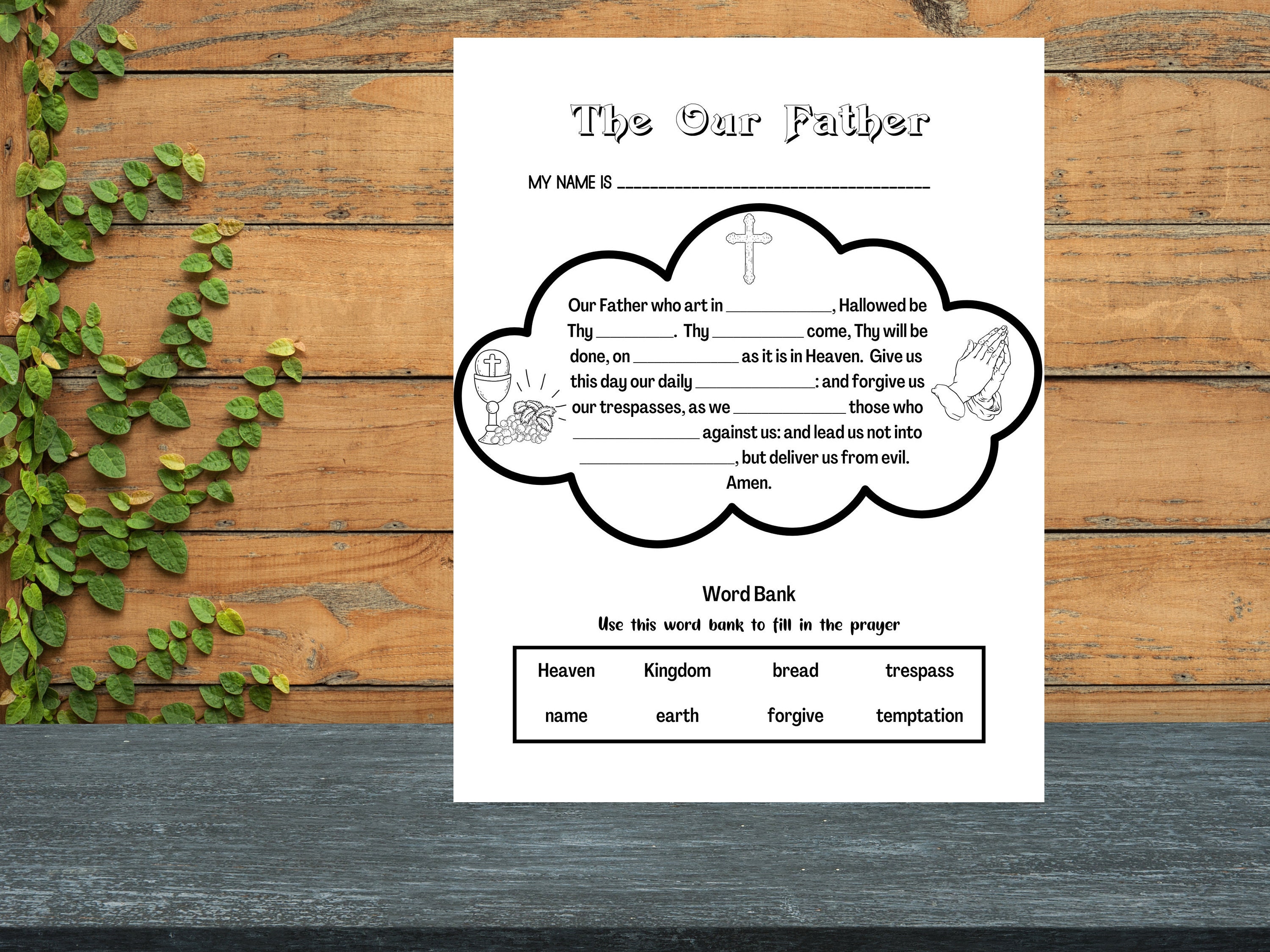 The Our Father Prayer Coloring Page for Kids Catholic - Etsy UK