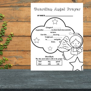 Guardian Angel Prayer Coloring Page: Catholic Kids Activity (PDF) - Etsy
