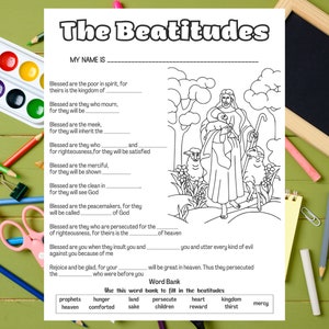 The Beatitudes Coloring Page: Catholic Kids Activity (PDF/JPEG) - Etsy