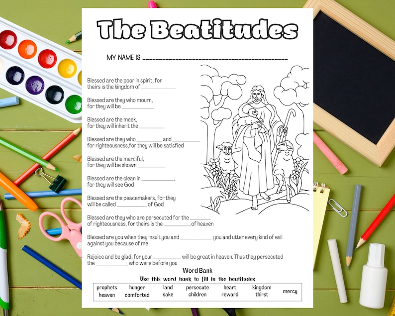 The Beatitudes Coloring Page for Kids, Catholic Activities for Children ...