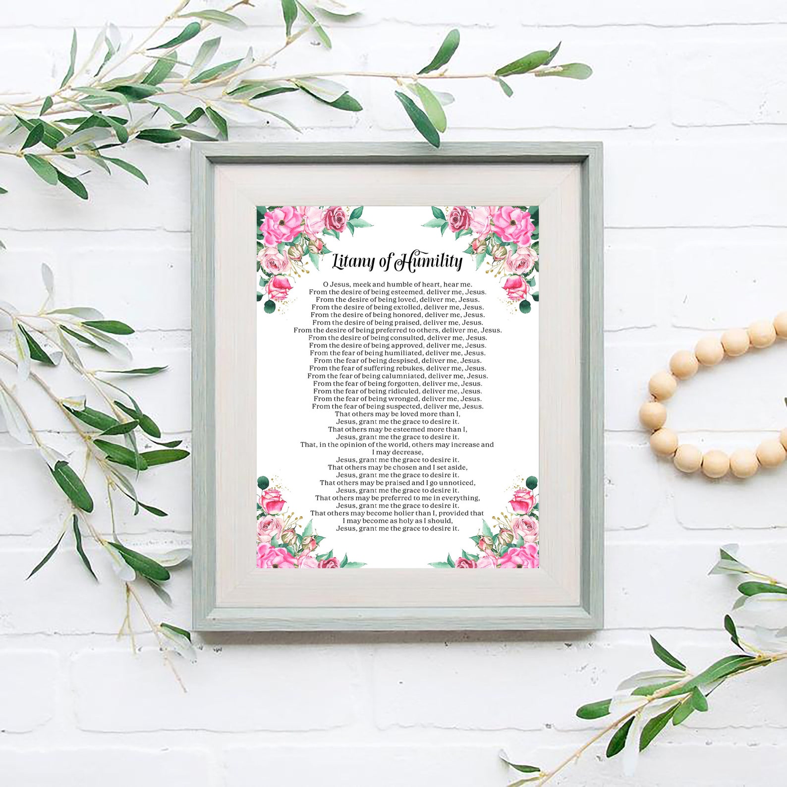 Litany of Humility Printable, Catholic Prayer Digital Download ...