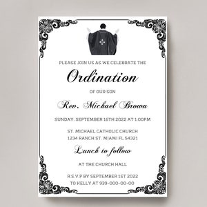 Catholic Priest Ordination Invitation Template (digital Download) - Etsy