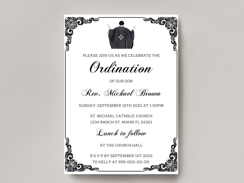 Plantilla de invitación para la ordenación sacerdotal católica ...