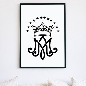 Auspice Maria Art Print 5x7, Catholic Wall Art, Marian Symbol Digital ...