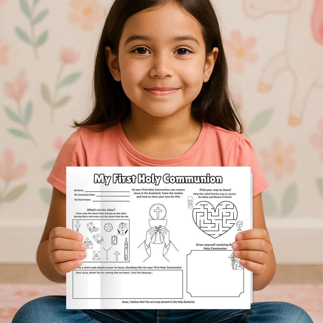 First Holy Communion Activity Sheet, Catholic Worksheet for Kids ...
