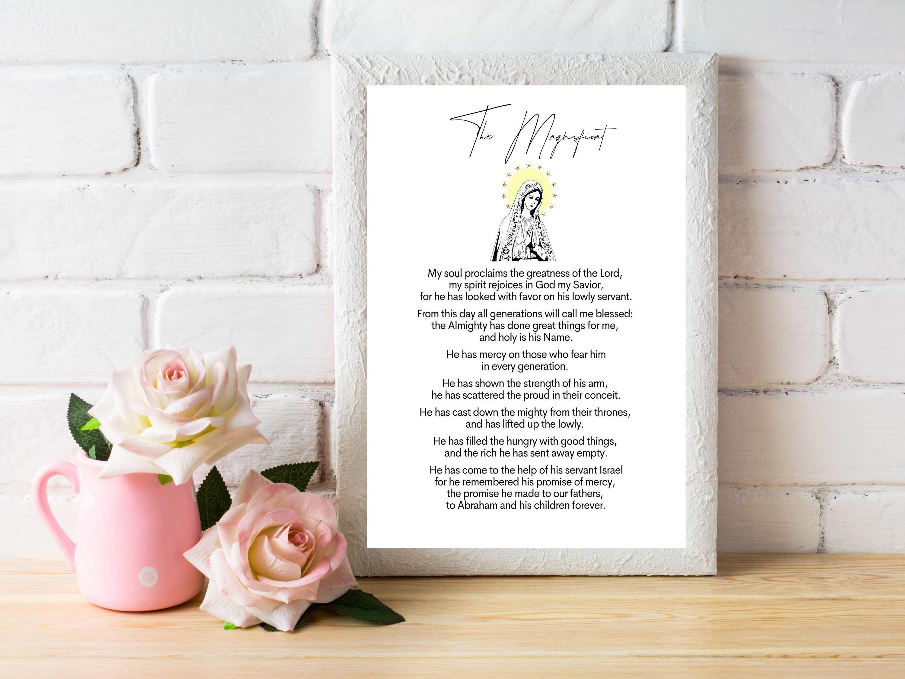 The Magnificat Song of Mary Printable, Virgin Mary Prayer Art Print ...