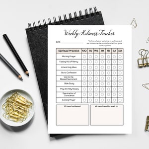 Weekly Holiness Tracker Sheet, Catholic Holiness Tracker Page, Catholic ...