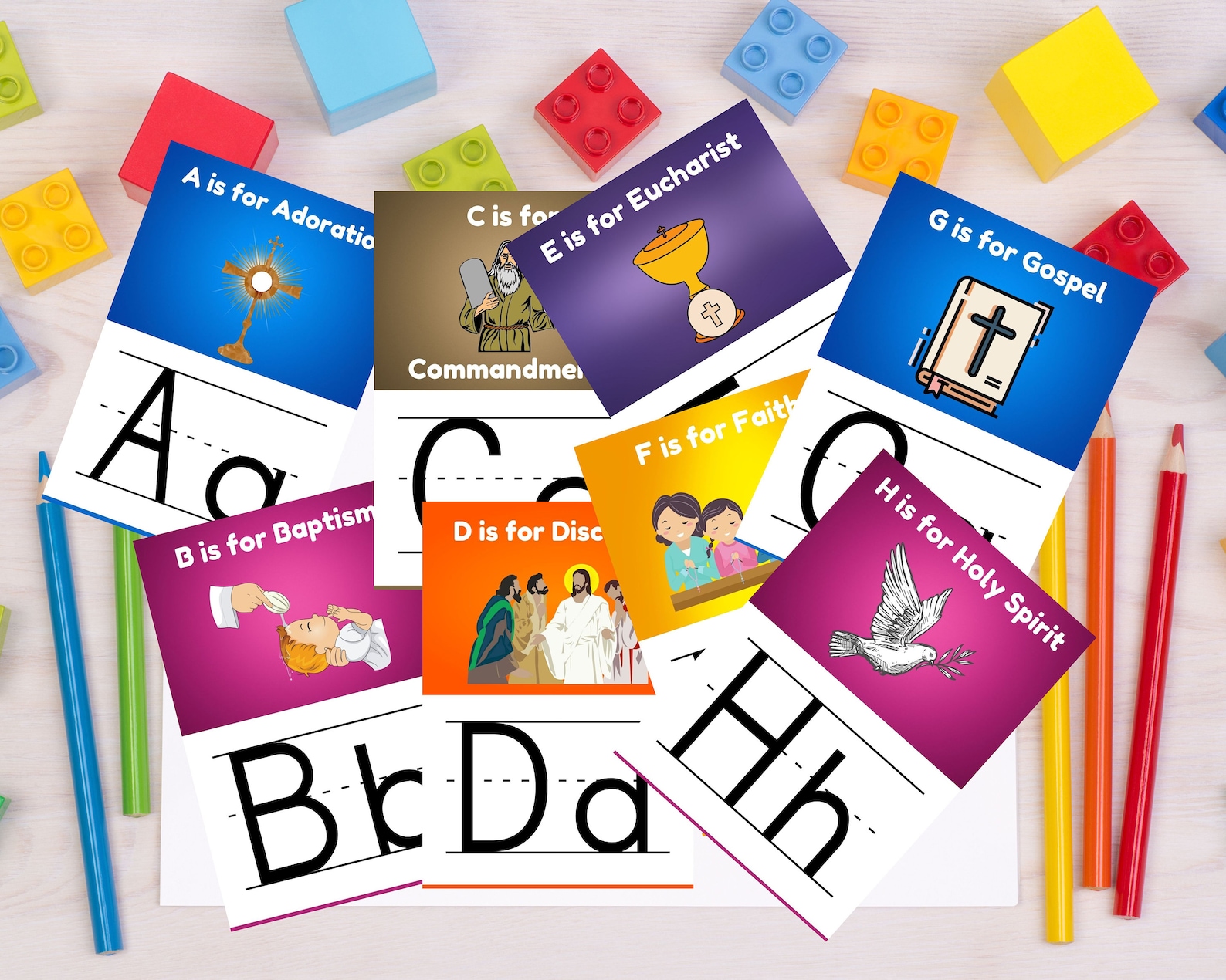 Catholic Alphabet Flash Cards for Kids, Catholic ABC for Children ...