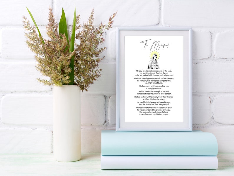 The Magnificat Song of Mary Printable, Virgin Mary Prayer Art Print ...