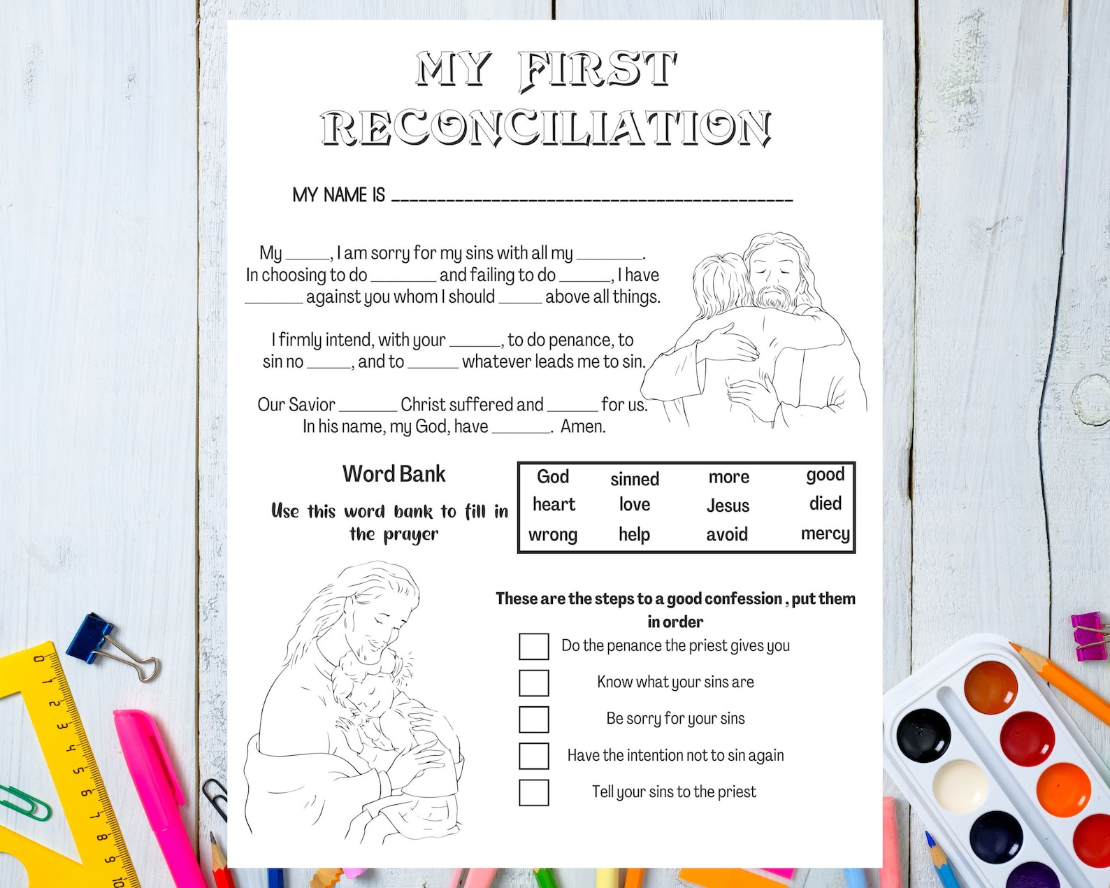 My First Reconciliation Coloring Page: Catholic Kids Activity (PDF) - Etsy