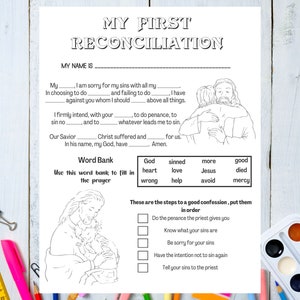 My First Reconciliation Coloring Page: Catholic Kids Activity (PDF) - Etsy