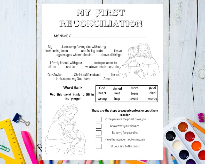 My First Reconciliation Coloring Page: Catholic Kids Activity (PDF) - Etsy