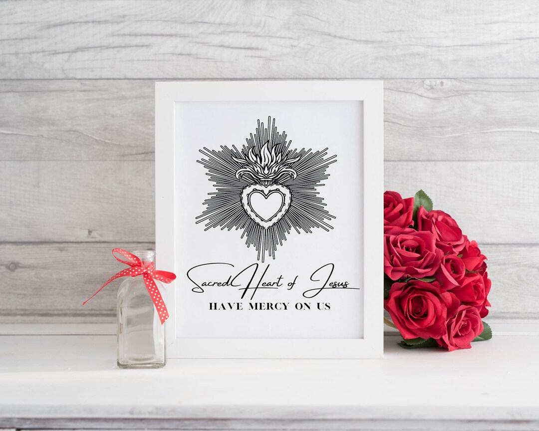 Sacred Heart of Jesus Art Printable, Catholic Home Decor Print, Jesus ...