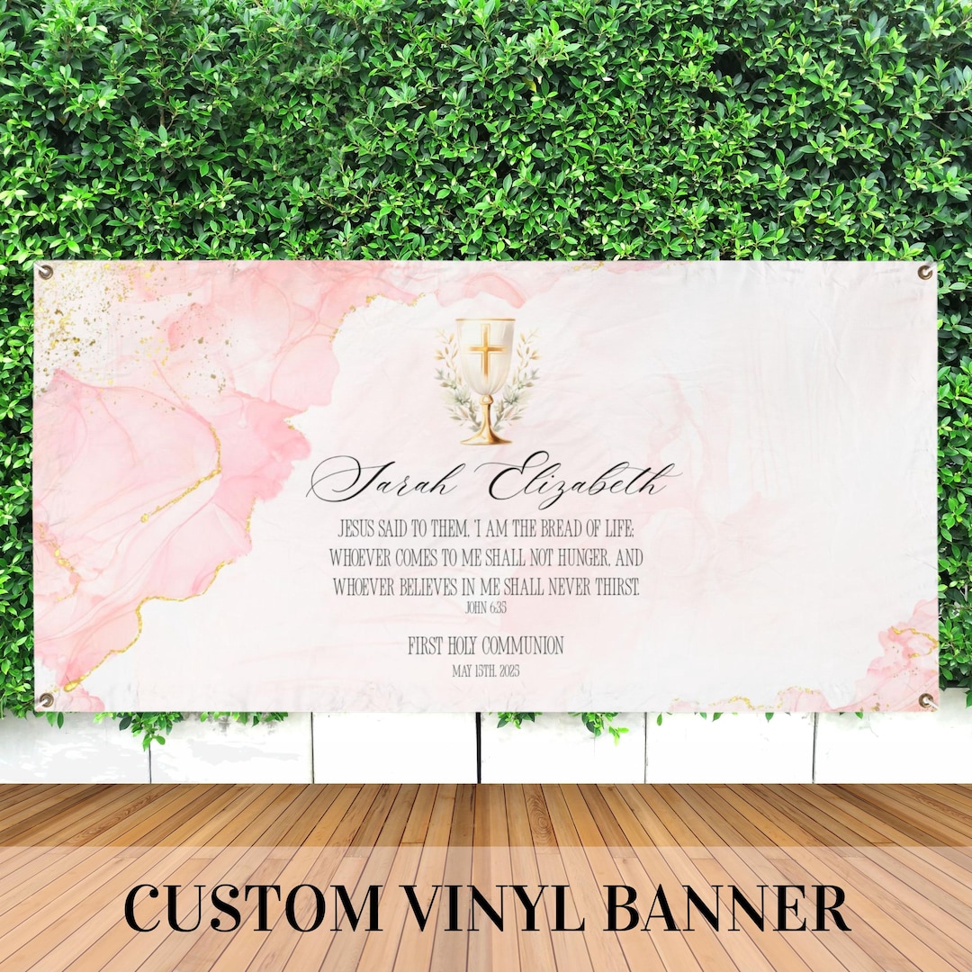 First Holy Communion Vinyl Banners, Sacrament of Communion Decoration ...
