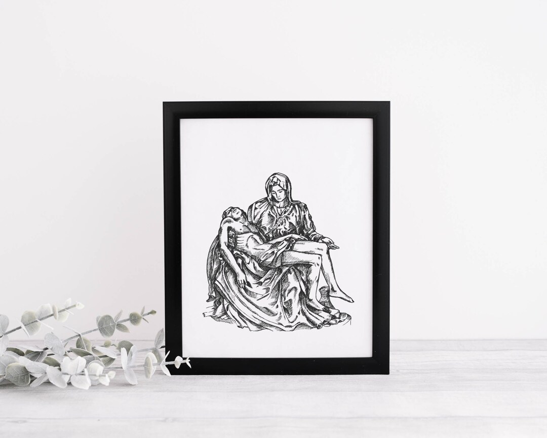 Pieta Print Art, 5x7 Pieta Printable, Virgin Mary Holding Jesus Print ...