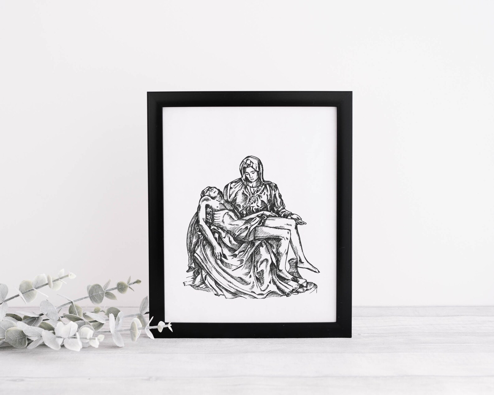 Pieta Print Art, 5x7 Pieta Printable, Virgin Mary Holding Jesus Print ...