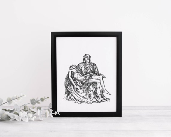 Pieta Print Art 5x7 Pieta Printable Virgin Mary Holding - Etsy