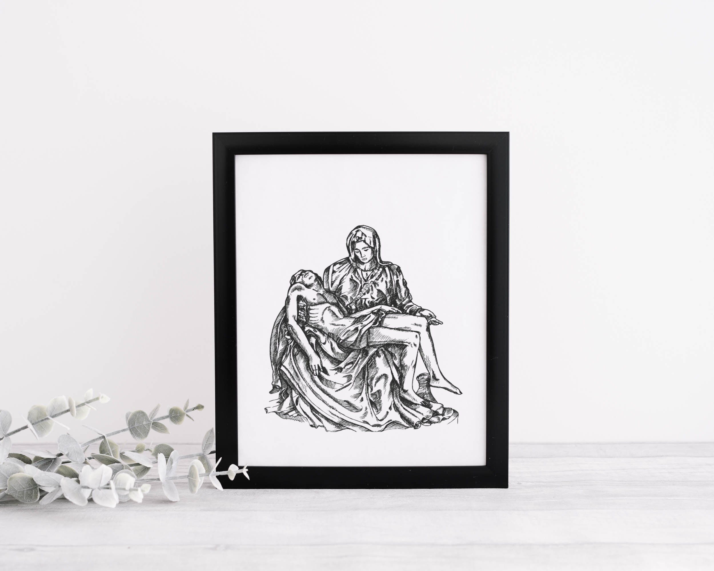 Pieta Print Art, 5x7 Pieta Printable, Virgin Mary Holding Jesus Print ...
