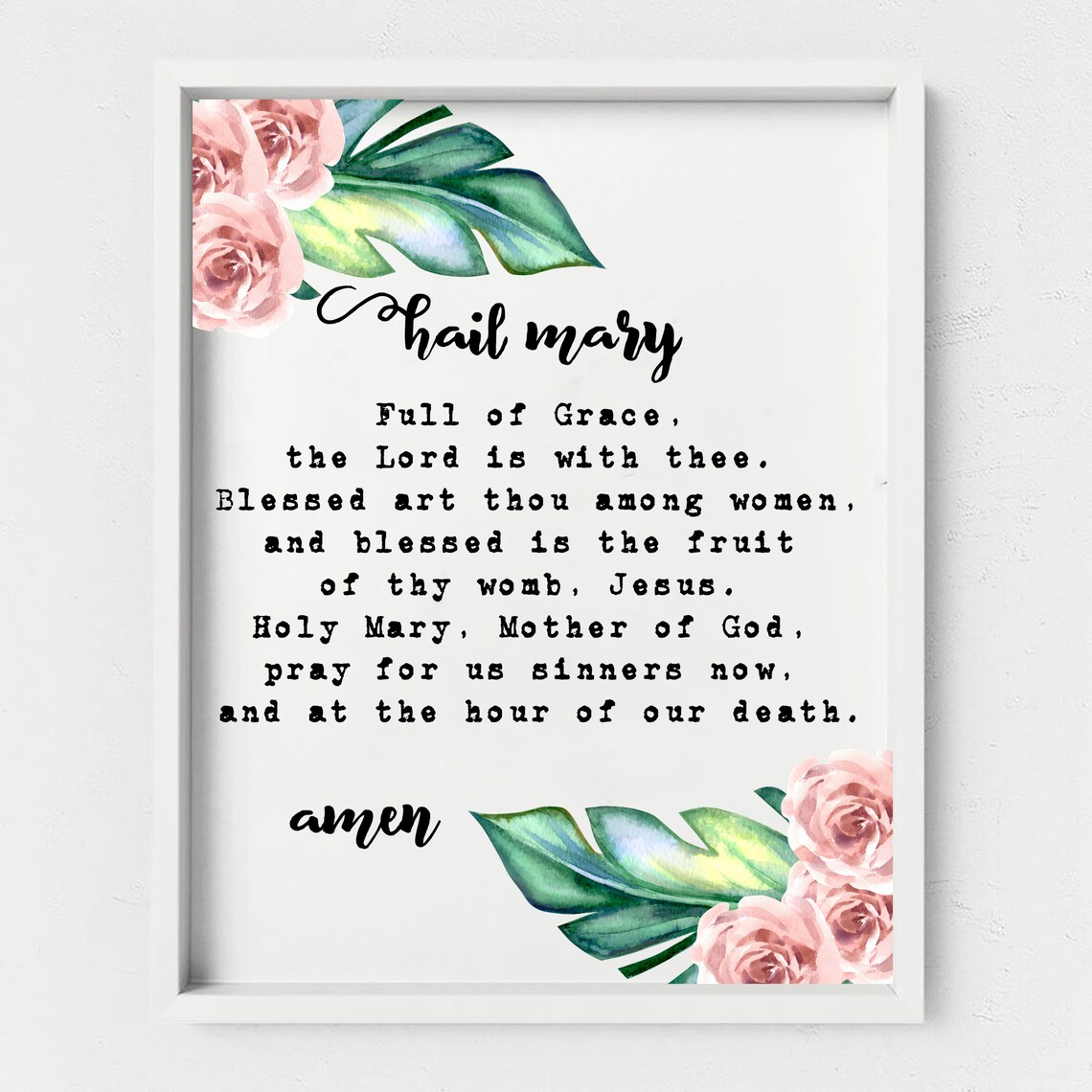 Hail Mary Prayer Printable, Blessed Mother Printable, Catholic Wall Art ...