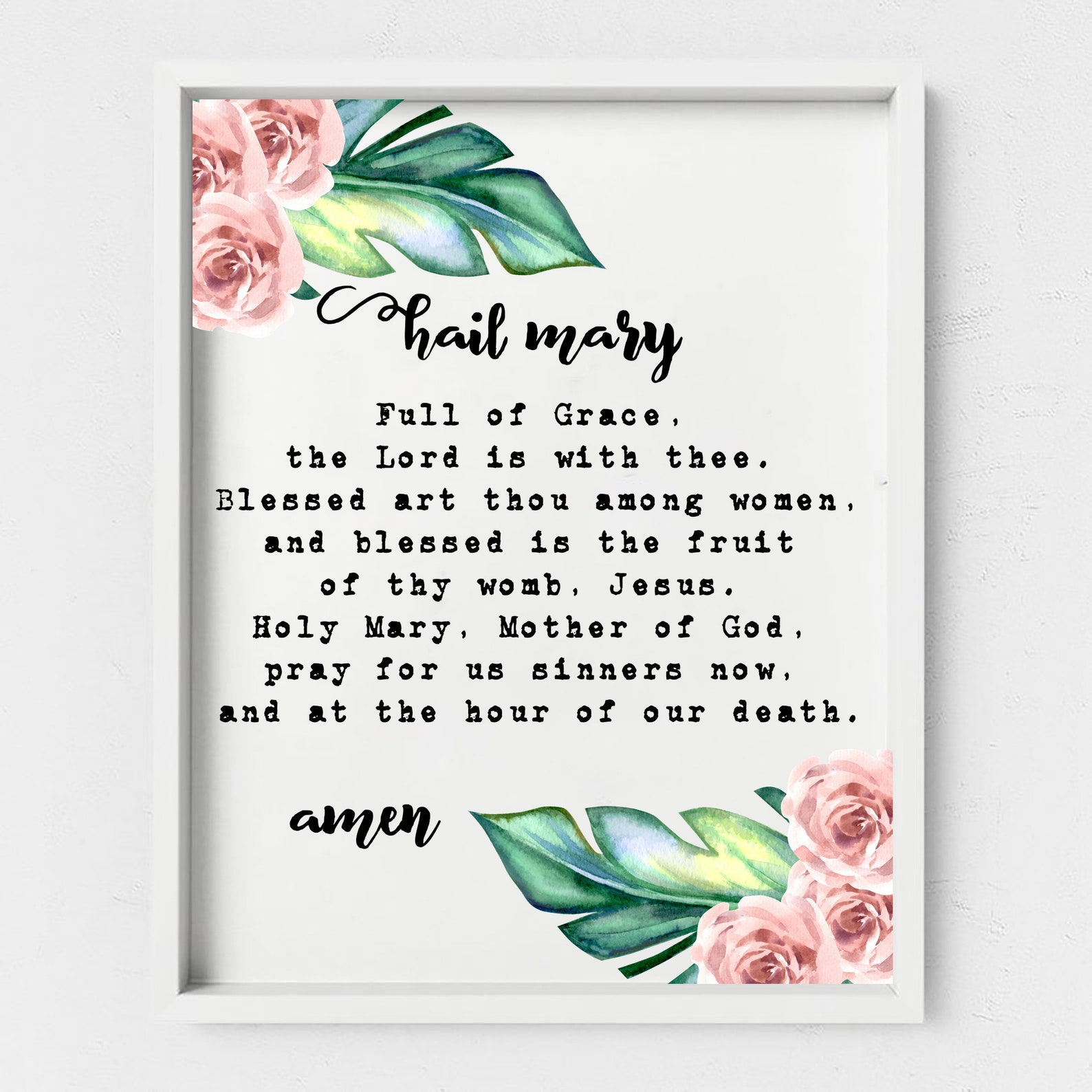 Hail Mary Prayer Printable, Blessed Mother Printable, Catholic Wall Art ...