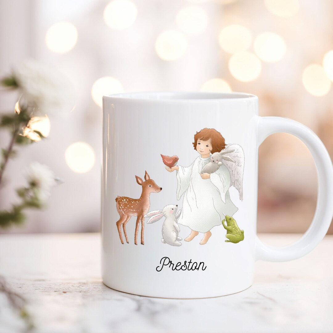Personalized Guardian Angel Mug: Catholic Kid Gift - Etsy