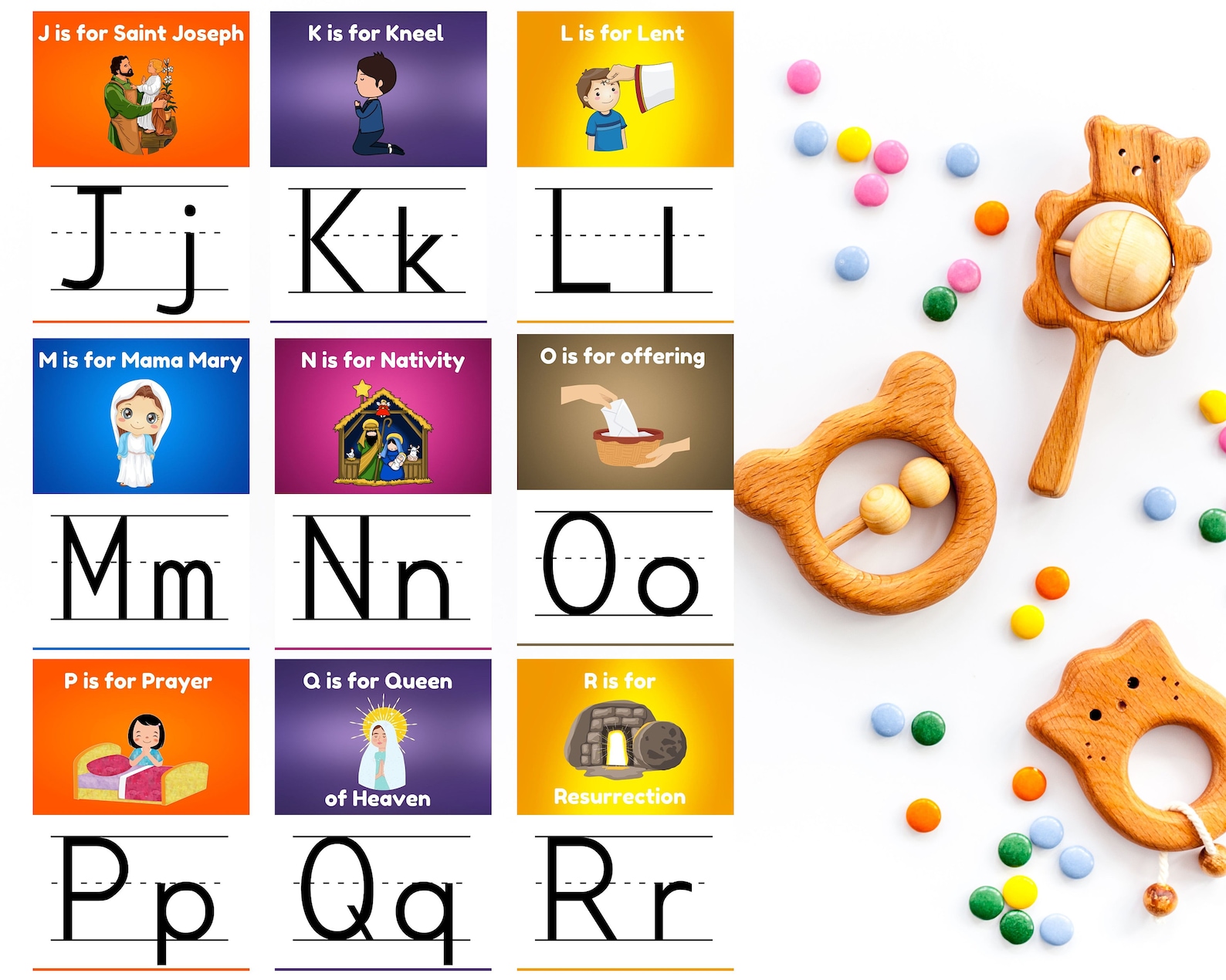 Catholic Alphabet Flash Cards for Kids, Catholic ABC for Children ...