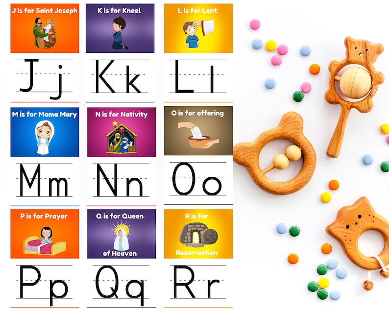 Catholic Alphabet Flash Cards for Kids Catholic ABC for - Etsy